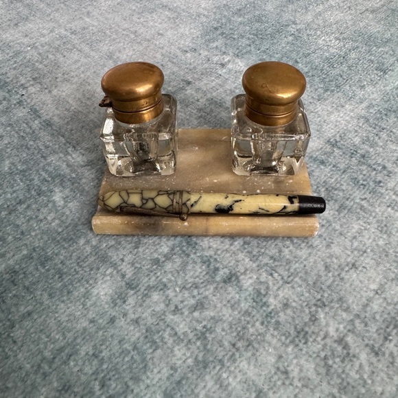 Weaverer | Office | Vintage Ink Set With Marble Tray | Poshmark